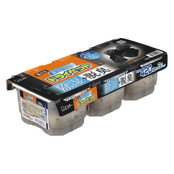 【商品説明】除湿剤に備長炭と活性炭を特殊配合しているので、湿気を取りながら、気になるニオイを脱臭します。　場所を選ばず、どこにでも気軽に置ける汎用タイプです。【仕様】●標準除湿量：４２０ｍｌ×３個●成分：　塩化力ルシウム、活性炭、備長炭●除...