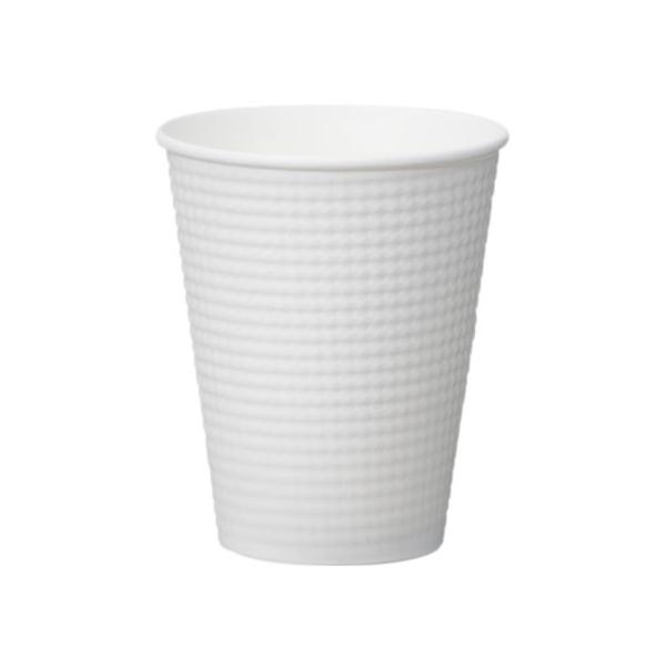 【仕様】凹凸のあるエンボス加工の紙を外側に巻いてあるので断熱効果が高い紙コップです。紙が二重になっていることと指に触れさせる面をデコボコに波打つ紙で点にすることで、カップの中身の熱さを手に感じさせにくい、機能性の高さが特徴です。　●容量：２...