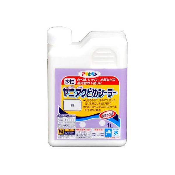 【商品説明】●優れた吸着性を有し、たばこのヤニ、油ジミ、雨ジミ、木のアク等のしみ出しを防止します。　●たばこのヤニ等でよごれたカベ紙の上にも塗れる下塗り剤です。　●旧塗膜及び上塗り塗料への付着性に優れています。●砂壁やせんい壁に塗装する場合...