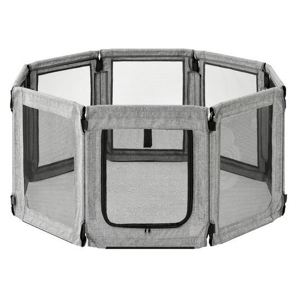 【商品説明】組み立ては設置場所に合わせて形状を決め、連結用面ファスナーを締めるだけです。パネルの増減により形状変更・サイズ変更が可能です。メッシュ部分は破れにくいＰＶＣ素材を使用しています。隙間が狭く、小型犬でも脱出しにくい構造です。パネル...