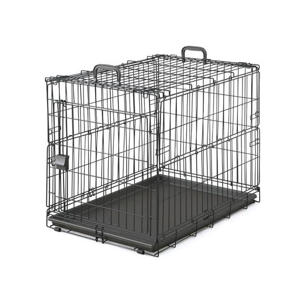 【商品説明】キャリーや簡易ケージとして移動に便利なペット用の折りたたみケージです。取っ手付きで持ち運びも簡単。ケージは上下方向に折りたたむことができます。トレーを引き出して丸洗いが可能です。底面には滑り止め付き。【仕様】●適合犬サイズ（目安...