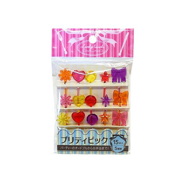 【商品説明】長さは４．５ｃｍで、お弁当箱にもピッタリです刺すだけで可愛いキラキラピックです【仕様】●仕様サイズ：長さ４．５ｃｍ　●内容量：１５本（５種類×各３本）　●材質：ＡＳ樹脂　●耐熱温度：８０℃　●生産国：中国　<ジェットプライ...