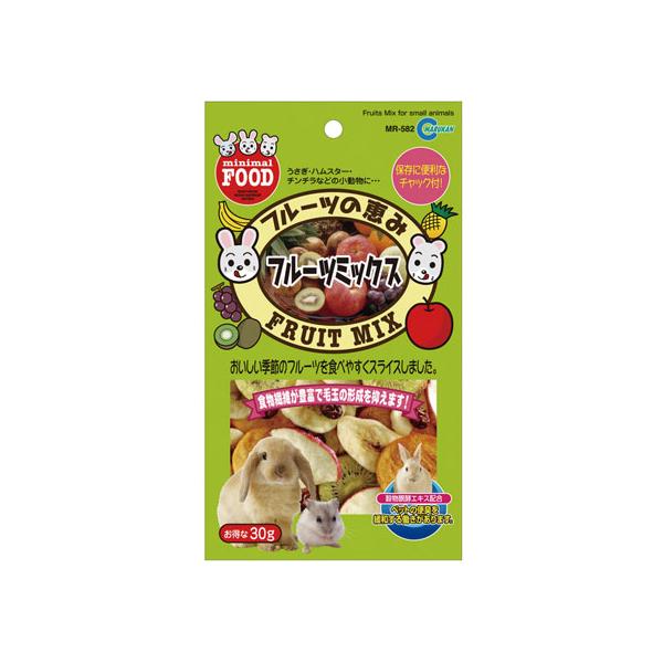 【商品説明】自然の果物をミックスしておいしいおやつにしました。食物繊維が豊富で毛玉の形成を抑えます。製造時期によってフルーツの色や形・配合などに若干の違いが生じる場合があります。【仕様】●内容量：３０ｇ●原材料：リンゴ・バナナ・パイナップル...