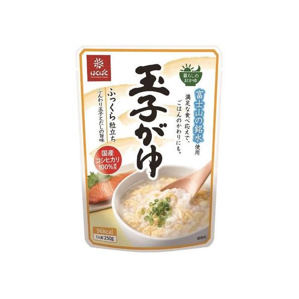 【商品説明】国産コシヒカリ１００％使用。富士山の銘水を使用し、やさしい塩味とだしの旨味を感じる土鍋で炊いたようなふっくら粒立ちのおかゆです。【仕様】鶏卵（国産）、うるち米（国産）、かつお節エキス、しょうゆ（小麦・大豆を含む）、食塩、酵母エキ...