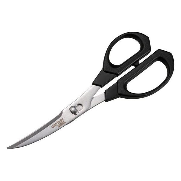 【商品説明】刃先がカーブしているので丸鶏や魚・甲殻類の解体に便利なキッチンバサミです。　細かい作業も軽やかな切れ味で簡単にできます。　分解してナイフのように使えば、ハサミ以外の用途が広がります。　オレンジなどの皮がカットしやすいスライド機能...