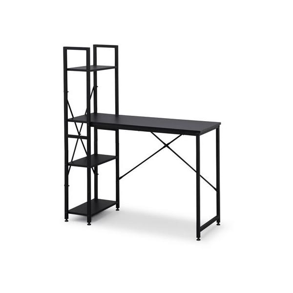 【商品説明】収納性抜群でリモートワークにも最適なラック付きデスクです。４段階のラックにファイルや小物、Ｗｉ−Ｆｉルーターなどを収納でき、デスクを有効に活用できます。脚底にアジャスターがついているので、がたつきを防止します。天板には耐水性・耐...