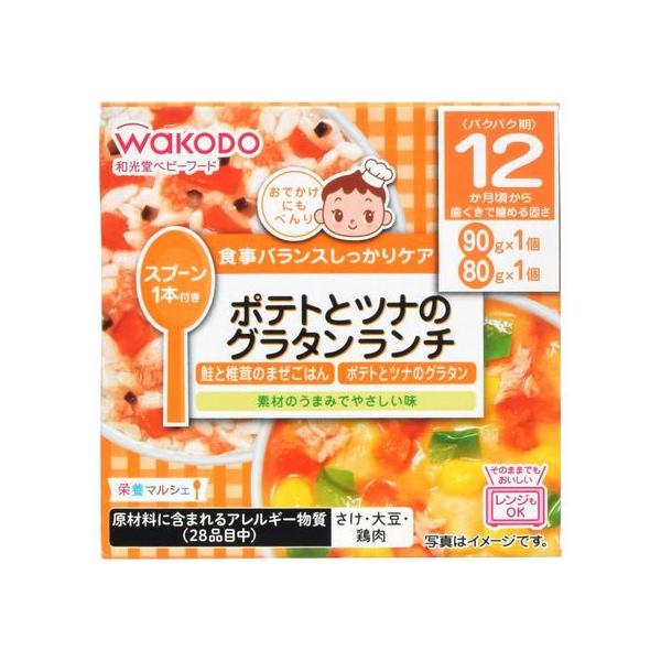 【商品説明】「鮭と椎茸のまぜごはん」と「ポテトとツナのグラタン」の詰め合わせです。　主食とおかずがセットになって食事バランスをしっかりケアします。　お皿いらずで便利なカップタイプです。　成長に合わせた味付け。　スプーン付（１個）でおでかけに...