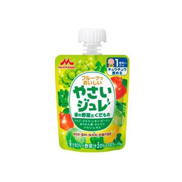 【商品説明】【１歳頃から】チュウチュウ飲める、野菜汁＋果汁＝１００％のジュレ【仕様】●内容量：７０ｇ　●成分　【原材料】　果実（りんご、ぶどう、レモン）、野菜（ピーマン、ほうれん草、キャベツ、パセリ、レタス）、果糖ぶどう糖液糖、寒天、ゲル化...