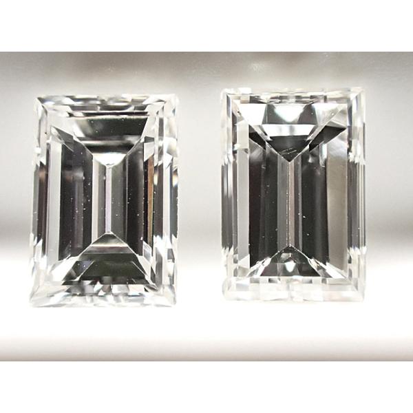 ダイヤモンド ルース　ペア組0.249ct　F　VS1 ＆ 0.240ct　G　VS2バゲットカットクリアな 高級 ＶＳ品質で揃った、２石ペア組、バゲットカット ダイヤモンド！カラーや、若干の寸法の違いはありますが、枠に留めてしまうと、ほと...
