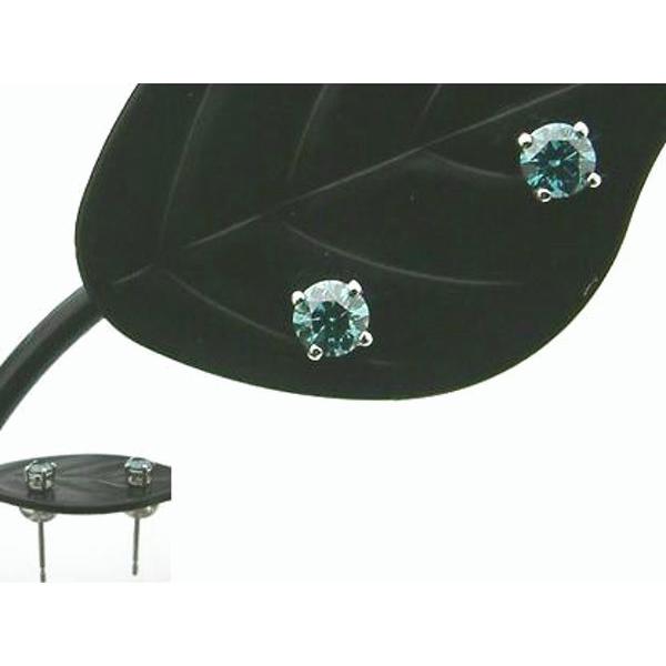 計 0.20ct　Treated Blue（色処理）ダイヤ　H&amp;CPT900製　ダイヤモンドピアスＨ＆Ｃが見える、綺麗なカットが施された、こだわりの トリーテッドブルーダイヤモンド！片側 ０．１０ctサイズで、デイリーに楽しめる、キ...