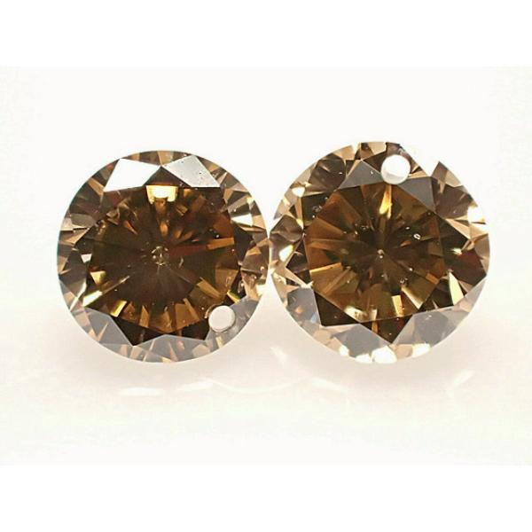 FANCY BROWN　ダイヤモンド ルース　ペア組0.360ct　VS2 ＆ 0.310ct　 SI1　ストリングホール加工用の 貫通穴が開いた、ブラウンダイヤの ２石セット！直径が 少し異なりますが、肉眼では ほとんど気になりません。イ...