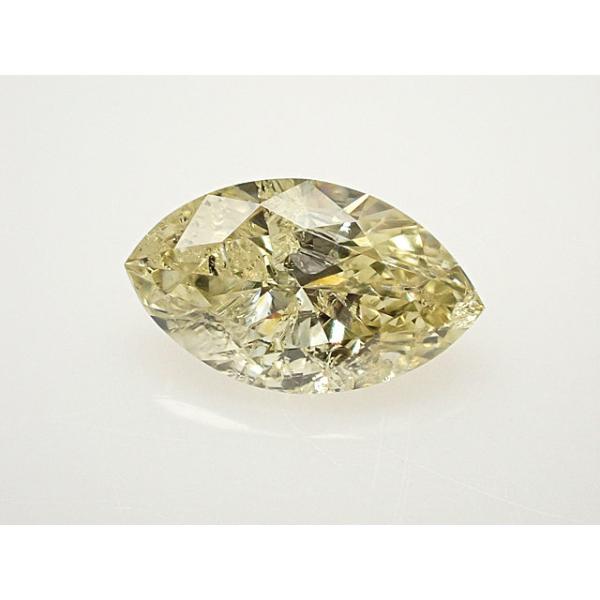 イエローダイヤモンド ルース0.426ct　LIGHT YELLOW　I1お手頃価格で、ボリューム充分！片側の弧の、ガードル 中ほどや周辺に、インクルージョン由来の面キズ、キューレット近くのフェザーが、反射によって、重複して映り込みますが、...