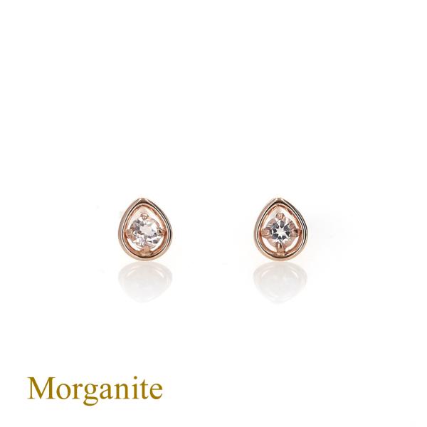ピアス K10 PG モルガナイト ドロップ 雫 10k 4月 誕生石 ピンクゴールド レディース 彼女 プレゼントK10ピンクゴールドのドロップフレームに、やわらかな色合いが魅力のモルガナイトをセットしたスタッドピアス。華奢なサイズ感のド...