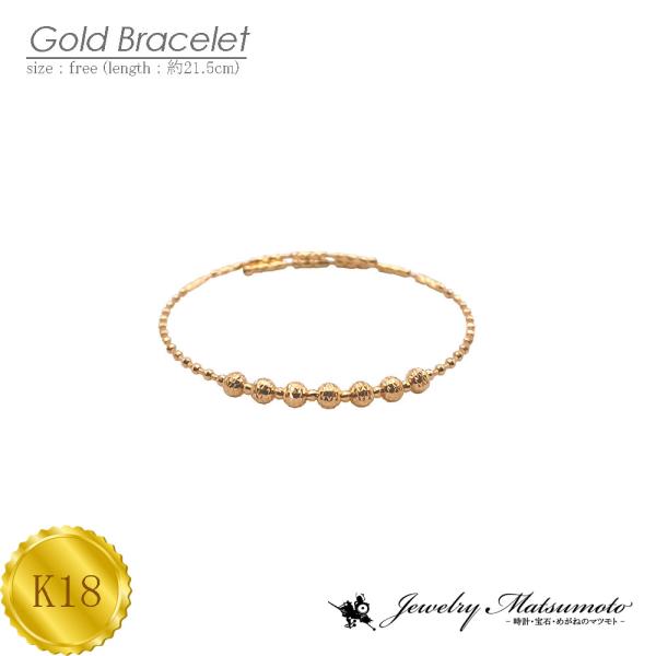 ★18金のブレスレット★18金のブレスレット。フリーサイズの磁気素材です。(すごく大きいサイズの場合はゆがむ可能性があります。お問い合わせください。)使いやすい地金ブレスレットです。【商品の仕様】○金性：K18○サイズ：約18cm◎品番：4...