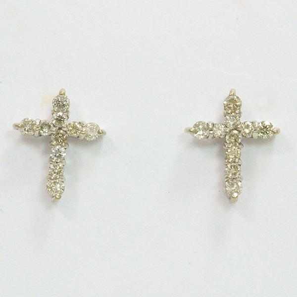 ●管理番号:240002312652●刻印:ポスト:K14WG●トップサイズ:約 H9.0mm × W7.4mm × D2.2mm●デザイン:クロス●素材:14金ホワイトゴールド(K14WG)●重量:計0.9g●付属品:-●ランク:S●ダイ...