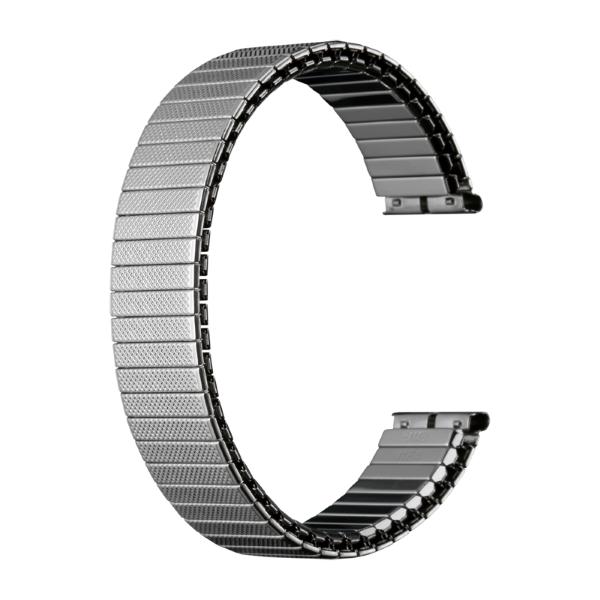 原材料◆ステンレススチール(304)サイズ（本体幅-取付幅）17-18mm商品説明◆「BAMBIメタル」はデザイン・仕様などバリエーション豊富なスタンダードモデルです。ステンレススチール・伸縮タイプ・外鏡面仕上げ。エバータイプは引っ張ると伸...