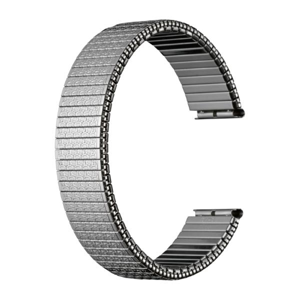 原材料◆ステンレススチール(304)サイズ（本体幅-取付幅）18-18mm商品説明◆「BAMBIメタル」はデザイン・仕様などバリエーション豊富なスタンダードモデルです。ステンレススチール・伸縮タイプ・鏡面仕上げ。エバータイプは引っ張ると伸び...