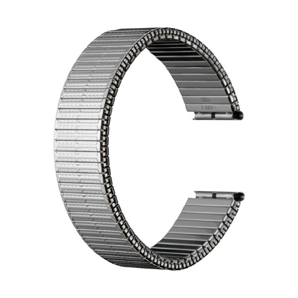 原材料◆ステンレススチール(304)サイズ（本体幅-取付幅）18-18mm商品説明◆「BAMBIメタル」はデザイン・仕様などバリエーション豊富なスタンダードモデルです。ステンレススチール・伸縮タイプ・鏡面仕上げ。エバータイプは引っ張ると伸び...