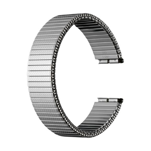 原材料◆ステンレススチール(304)サイズ（本体幅-取付幅）18-18mm商品説明◆「BAMBIメタル」はデザイン・仕様などバリエーション豊富なスタンダードモデルです。ステンレススチール・伸縮タイプ・鏡面仕上げ。エバータイプは引っ張ると伸び...