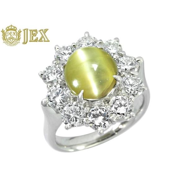 ■素材：プラチナ900■宝石名：クリソベリルキャッツアイ ダイヤモンド■主石：CC=3.39ct■脇石：D=2.17ct■サイズ：♯11号■主石サイズ：8.20-8.63×5.11mm■寸法： 16.8×17.8mm■重量：10.2g■付属...