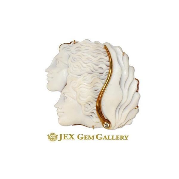 ■作家名：PATRIZIA PARLATI【パトリシア パルラーティ―】■宝石名：シェルカメオ／ダイヤモンド■素材：K18イエローゴールド■石目：D=0.10ct　■寸法：約49.0×48.0mm■重量：26.9g　■付属品：なし※販売価格...