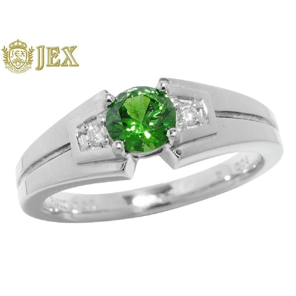 ■素材：プラチナ900■宝石名：デマントイドガーネット　ダイヤモンド■主石：DG=0.57ct　※極微細なスクラッチあり■脇石：D=0.04ct■サイズ：♯15.5号■主石サイズ：5.07×5.11mm■リング幅：最大幅6.7mm■重量：7...