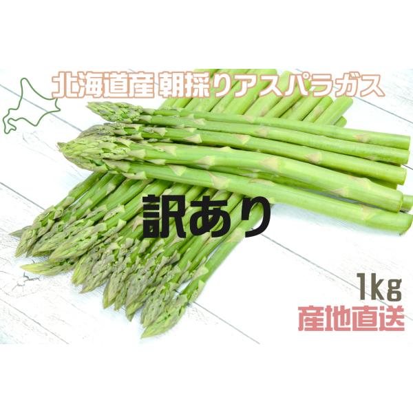 ●産地直送　グリーンアスパラガス　訳あり　Ｓ〜Lサイズ　1kg　（訳あり商品のため、多少曲がりや不揃いがございます）北海道の長い冬も終え、草木の新芽が出る4月。寒暖の激しい北海道ならではの、甘み、柔らかさ、歯ごたえ、新鮮なアスパラガスをご賞...