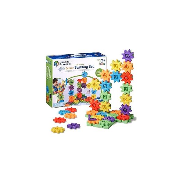 【商品名】　ラーニング リソーシズ(Learning Resources) カラフルギアブロック デラックスセット 100ピース おもちゃ 歯車 LER 【商品説明】　・100ピース入り・5色 (青、緑、オレンジ、赤、紫) の歯車・STEM...