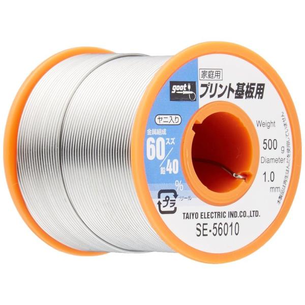 【商品名】　goot(グット) 鉛入りはんだ Φ1.0mm スズ60%/鉛40% 500gリール巻 ヤニ入り SE-56010 日本製 【商品説明】　・500gのリール巻き・※その他線径も販売しております（Φ0.6-1.6?まで）・スズ60...