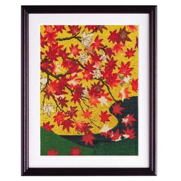 【商品名】　オリムパス製絲 クロスステッチ 刺しゅうキット 日本の美 名作選 吉野龍田図屏風より 狩野常信作 ベージュ 7189 【商品説明】　・セット内容：25番刺繍糸、刺繍布(オリムパスNo.3800布アイーダ)、クロス針、説明書・出来...