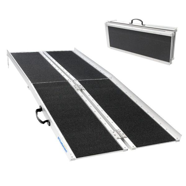 【商品名】　Ruedamann 182.5*74? 耐荷重300kg アルミスロープ 折り畳み車椅子用スロープ 介護スロープ 段差解消 軽アルミ玄関用ス 【商品説明】　・【ご注意】耐荷重300kg。使用高さ範囲16-45cm。推薦使用高さは...