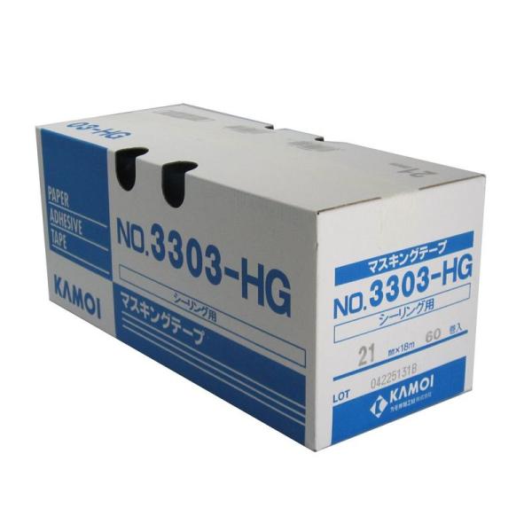 【商品名】　カモ井 マスキングテープ No.3303-HG シーリング用 21mm×18m 60巻入 養生テープ 【商品説明】　・基材：和紙。・粘着剤：ゴム系粘着剤。 【サイズ】　高さ : 13.50 cm　横幅 : 13.80 cm　奥行...