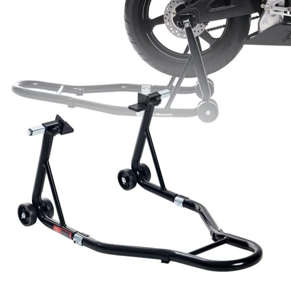 【商品名】　Donext バイクスタンド リア メンテナンススタンド 後輪用 整備用 耐荷重340kg 750LBS キャスター付き L型 ブラック 【商品説明】　・? 【使用便利】組み立てが簡単で、スイングアーム幅(約250mm&amp;...