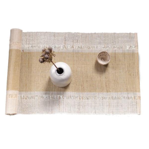 【商品名】　慕布?MOBUKIAテーブルランナー 手織り布 ちょま生地夏布 天然素材シンプル 素朴なモダン 中華風和風侘寂わびさび禅茶席 断熱テーブル保 【商品説明】　・じょうずな手織：伝統的な織機を使い、完全手織りにて大切に織り上げられた...