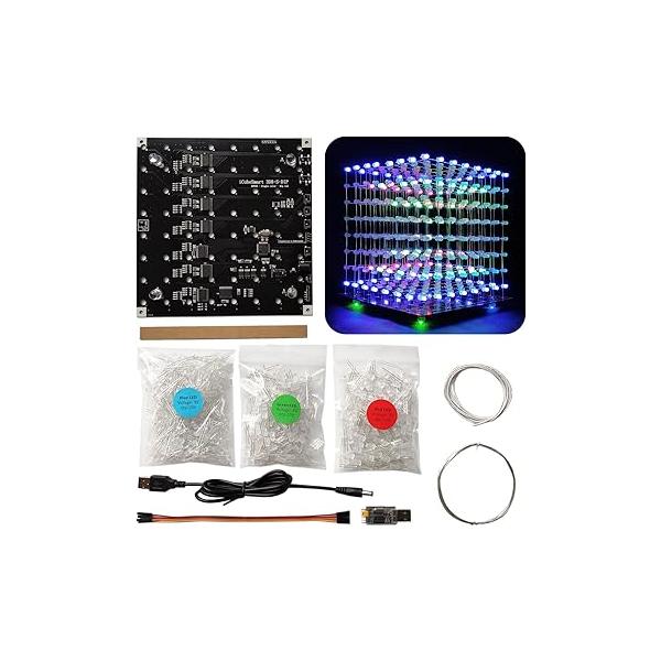 【商品名】　iCubeSmart 3D8C Led キューブ,DIY 電子 キット, Led cube 8x8x8 はんだ付け 練習キット,led キッ 【商品説明】　・[マザーボード機能] PCBマザーボード機能のサイズは18*18.5c...