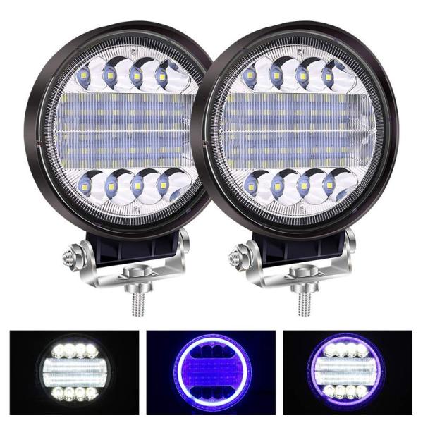 【商品名】　X-STYLE 72W LED作業灯 ワークライト 白+青 12V 24V 広角・狭角 混合光 led 車外灯 建築農業機械 補助灯 丸型  【商品説明】　・コンパクトで使いやすい：サイズも小型で持ち運びしやすい。取付ステーで上...