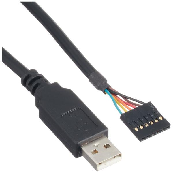 【商品名】　FTDI Chip USB-シリアルTTLコンバータケーブル 黒 1.8m TTL-232R-3V3 【商品説明】　・UART変換ケーブル・USB 2.0対応・ケーブル色:黒・ケーブル長:1.8m・データ転送速度:最大3 Mbp...