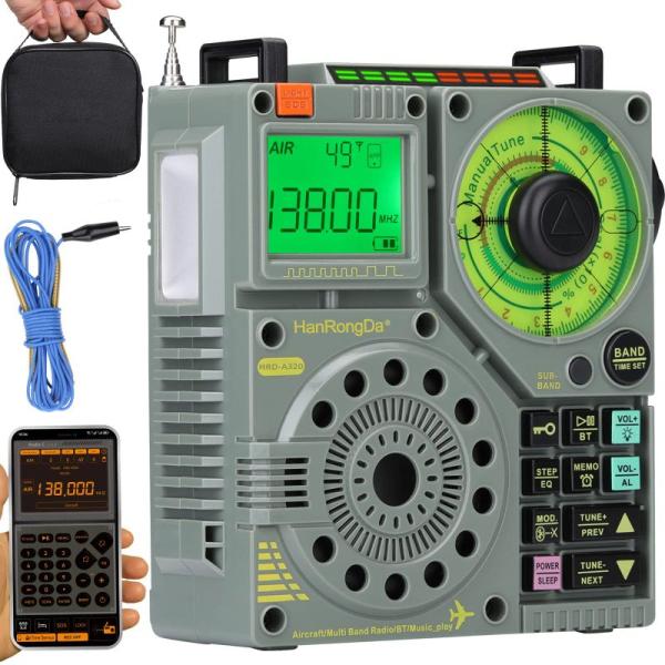 【商品名】　HanRongDa ラジオ AIR/FM/中波/短波/VHF/ワイドFM対応 Bluetoothスピーカー MicroSDカード対応 充電式 【商品説明】　・【DSP高感度ラジオ】AIR/FM/AM(中波)/SW(短波)/ワイド...