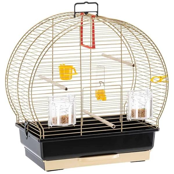 【商品名】　ファープラスト 鳥かご ルナ 2 ゴールド(つやなし) 小型鳥用 【商品説明】　・イタリア・セット内容:・本体ケージ・えさ入れ・水のみ・止まり木・フードホルダー・本体サイズ (幅X奥行X高さ) :45.5×25×45.5cm・本...
