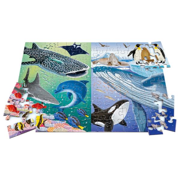 商品名：STEP5 大自然の動物たちサイズ：W26.9×H22×D8cm品　番：KMN-JP-56ピース数：96メーカー：くもん出版補　足：【子供用パズル】【くもんのジグソーパズル】【ラージピース】【-108】【対象年齢3歳以上】【色：ブル...