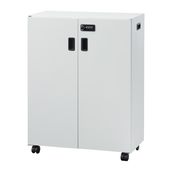 【本体色】ニューグレー【製品寸法】幅600×奥行300×高さ800ｍｍ【製品重量】11.6kg【材質】本体：スチール 粉体焼付塗装 / キャスター：ナイロン【耐荷重】15kg(棚板、底板ともに)【機能】扉(ダイヤル錠付)付、ロック式キャスタ...
