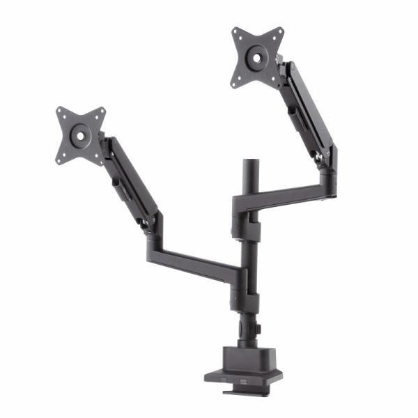 【出荷形態】ノックダウン組立式(お客様組立て)【梱包】1個口(446×258×109mm・6.18kg)【取り付け方法】クランプ、グロメット【クランプ可能厚】10〜50mm【グロメット可能厚】10〜45mm【画面数】2台【総耐荷重】18kg...