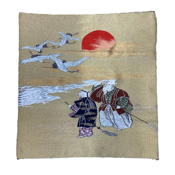 ふくさ 袱紗 冠婚葬祭 コンパクト 家紋入り 特価品 つづれ 箱なし 訳アリ商品【表】-翁媼鶴【裏・家紋】-丸に剣片喰【サイズ】-14号-(約50cm×約55cm)祝儀袋を袱紗（ふくさ）で包むのは、渡す相手に礼節を重んじています。という心遣...