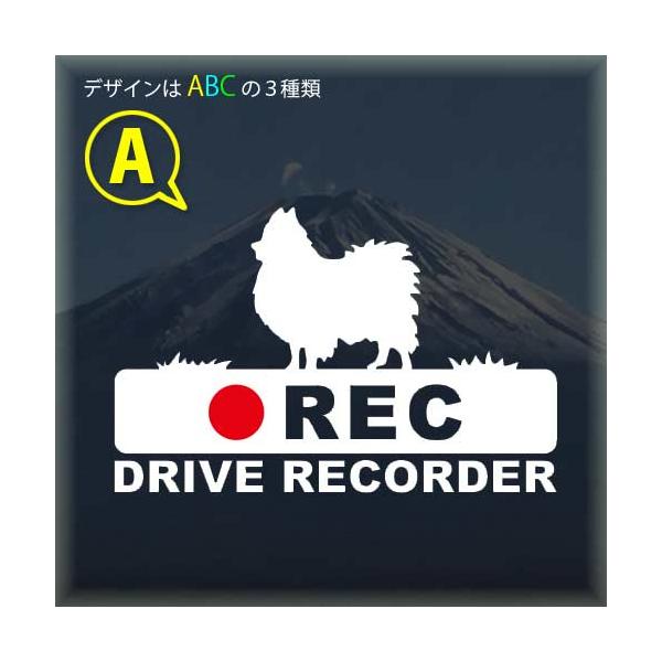 【　ポメラニアン　ドラレコA　】★デザインはＡＢＣの３種類。見本画像1〜3枚をご確認の上、オプションからお選びください。ご選択なしの場合は見本画像１枚目の A タイプになります。【ステッカー説明】見本画像の白い絵柄と文字及び赤丸だけがシール...