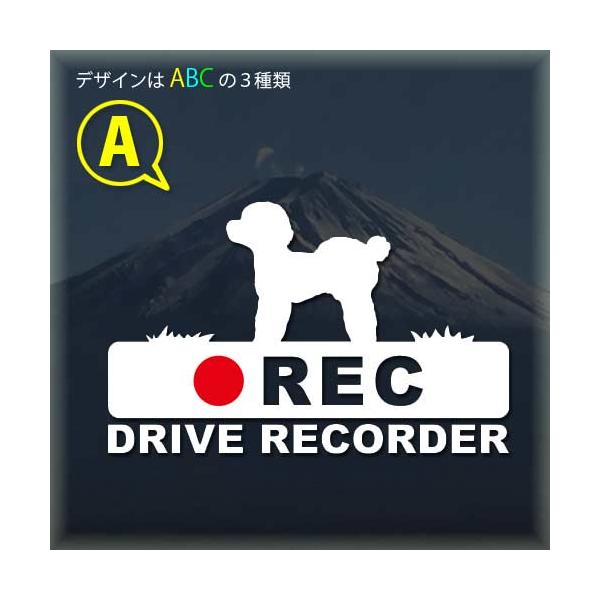 【　トイプードル　バルーン　ドラレコA　】★デザインはＡＢＣの３種類。見本画像1〜3枚をご確認の上、オプションからお選びください。ご選択なしの場合は見本画像１枚目の A タイプになります。【ステッカー説明】見本画像の白い絵柄と文字及び赤丸だ...