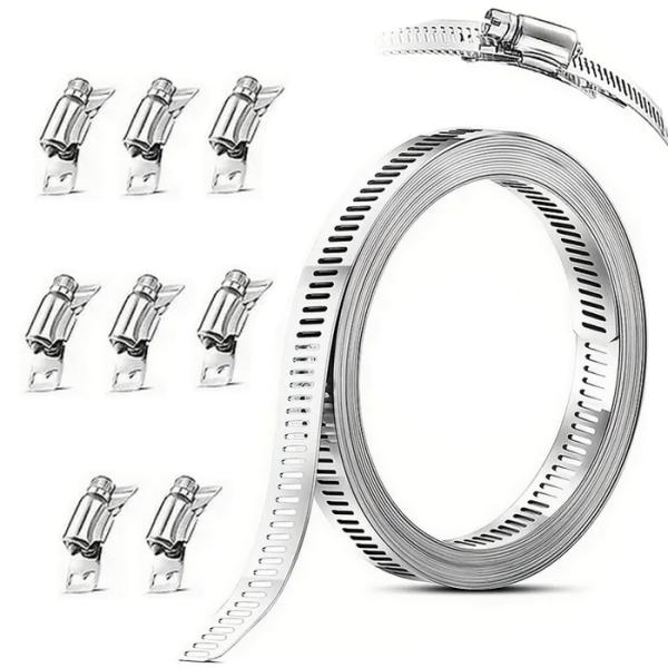 必要な長さにバンドをカットし、様々なサイズのホースクランプを作成できるセットです。304ステンレス鋼製。強力固定、錆に強く安全で、耐食性、耐久性に優れ、屋内、屋外を問わず長くご使用いただけます。ホースバンドは、ホース、ケーブル、パイプ、チュ...