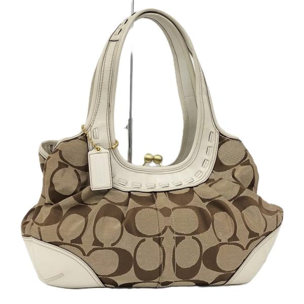 ◆商品ランク中古B◆商品情報・カラー：ベージュ・素材/ライン：キャンバス・サイズ：最大約 W31×H21×D16(cm)・ショルダーの長さ：最大約47(cm)※多少の誤差はご了承下さい。・内側：オープンポケット×2ファスナーポケット×1がま...