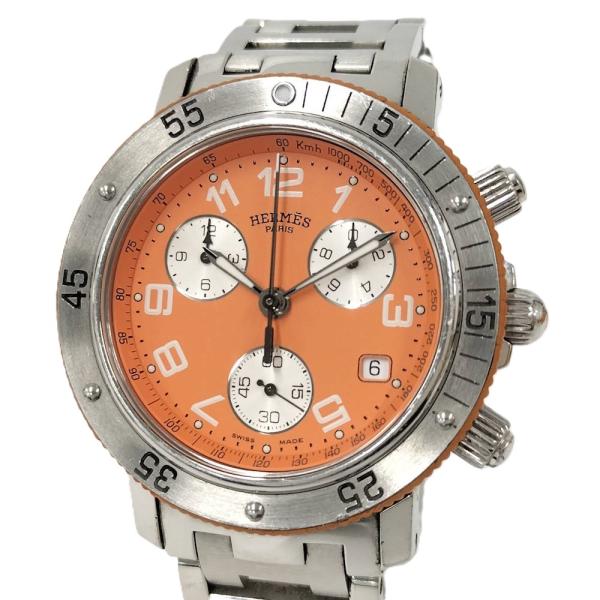 ◆商品ランク中古B◆商品情報・保証：6ヶ月(ムーヴメントのみ)・サイズ：直径約 39(mm)【リューズ部分を除く】・腕周り：最大約 16(cm)・素材/機能：オレンジ文字盤・ムーブメント：クオーツ◆付属品画像の通りケース◆状態・風防に傷無し...