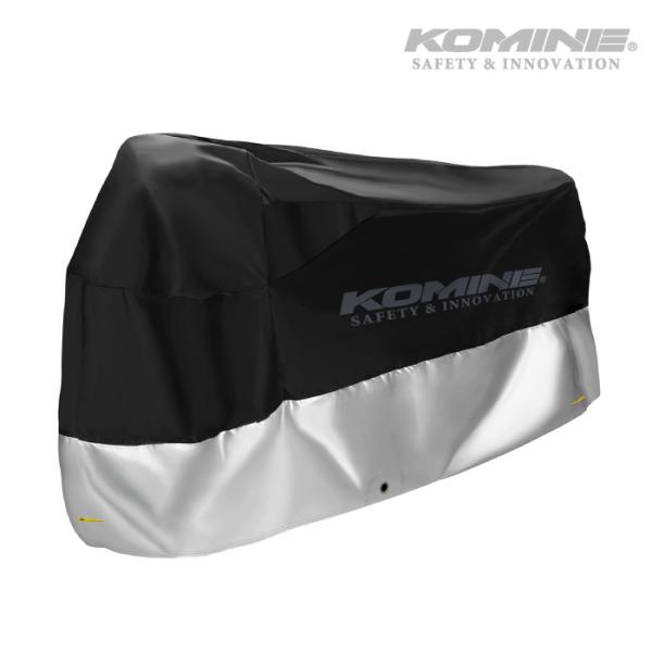 コストパフォーマンスに優れるバイクカバー。撥水加工を施した薄手生地で仕上げコンパクトに折りたたみ可能。前後に盗難防止ロック用スリットを装備。収納ポーチ付きで携帯しやすく、ツーリングの旅先での愛車の保護・防犯にも適したアイテム。■サイズ：L/XL