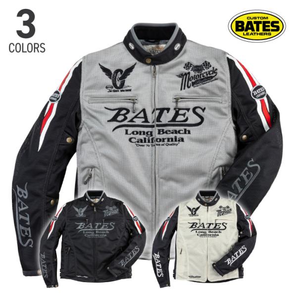 ベイツ伝統のデザイン＆シルエットのメッシュライダースジャケットです。60〜70年代にベイツ社が使用していたエンブレムとネームを復刻採用。【装備】エアスルー肩肘パッド（脱着可）エアスルー胸部パッド（脱着可）エアスルー脊髄パッド（脱着可）【素材...